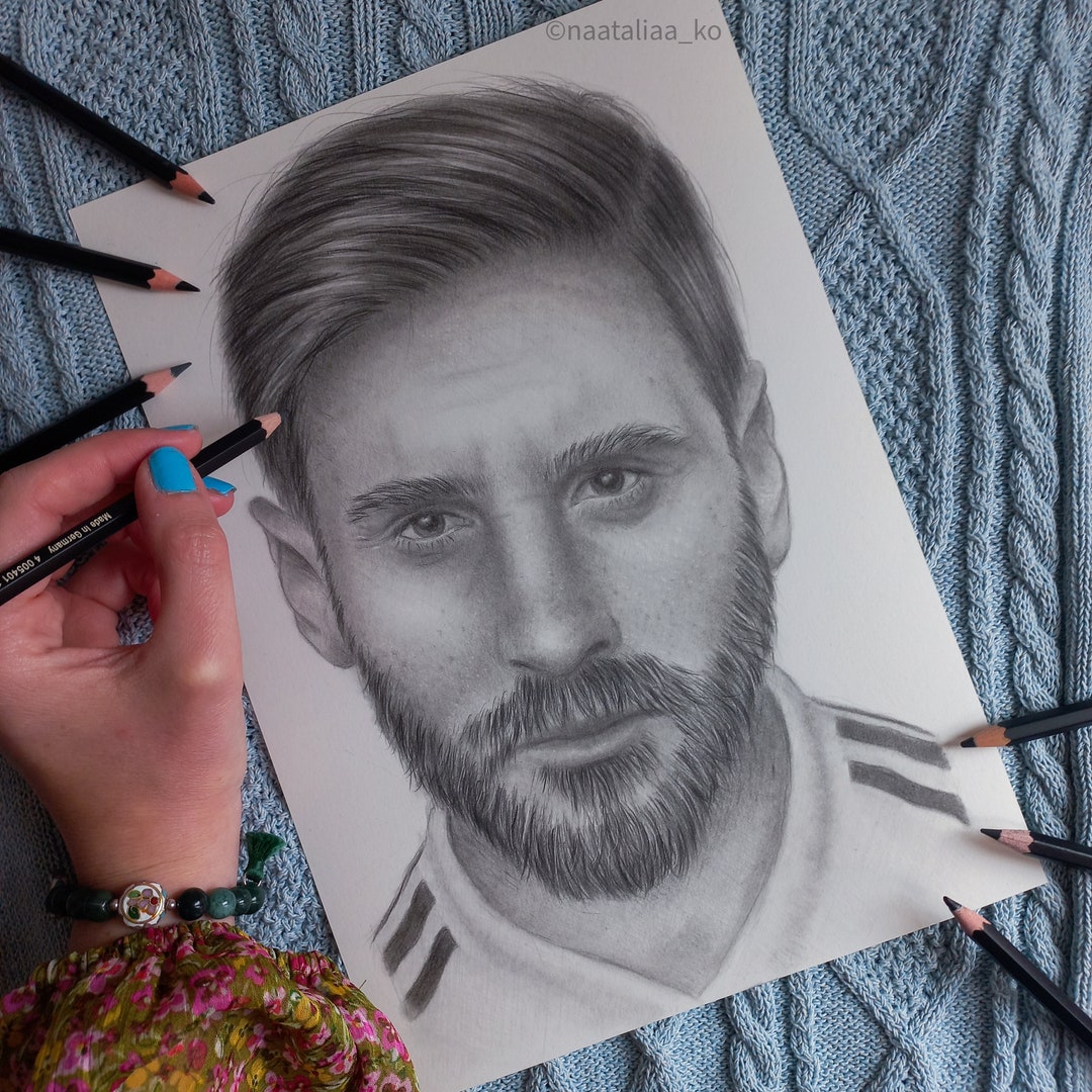 Leo Messi Original Portrait Drawing Pencil Fanart - Etsy