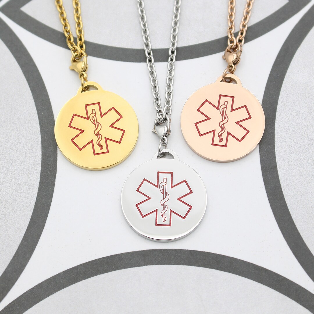 Medical Disc Tag Necklace, Custom Medical ID Personalized, Allergies ...