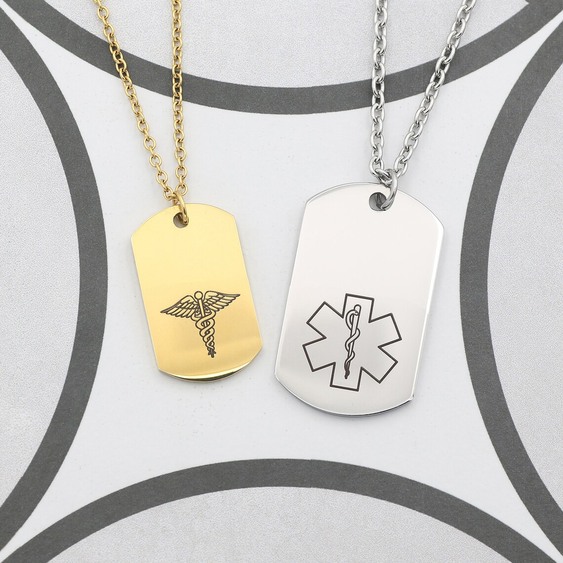 Personalized Medical ID Necklace, Medical Alert Dog Tag Necklace, Mens ...