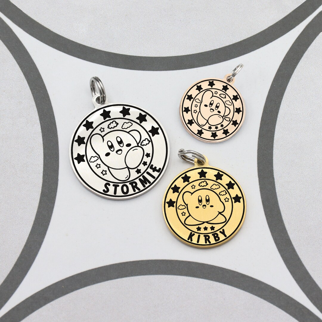 Custom Kirby Pet Tag, Kirby Wunderland Nintendo Character Dog Tag ...