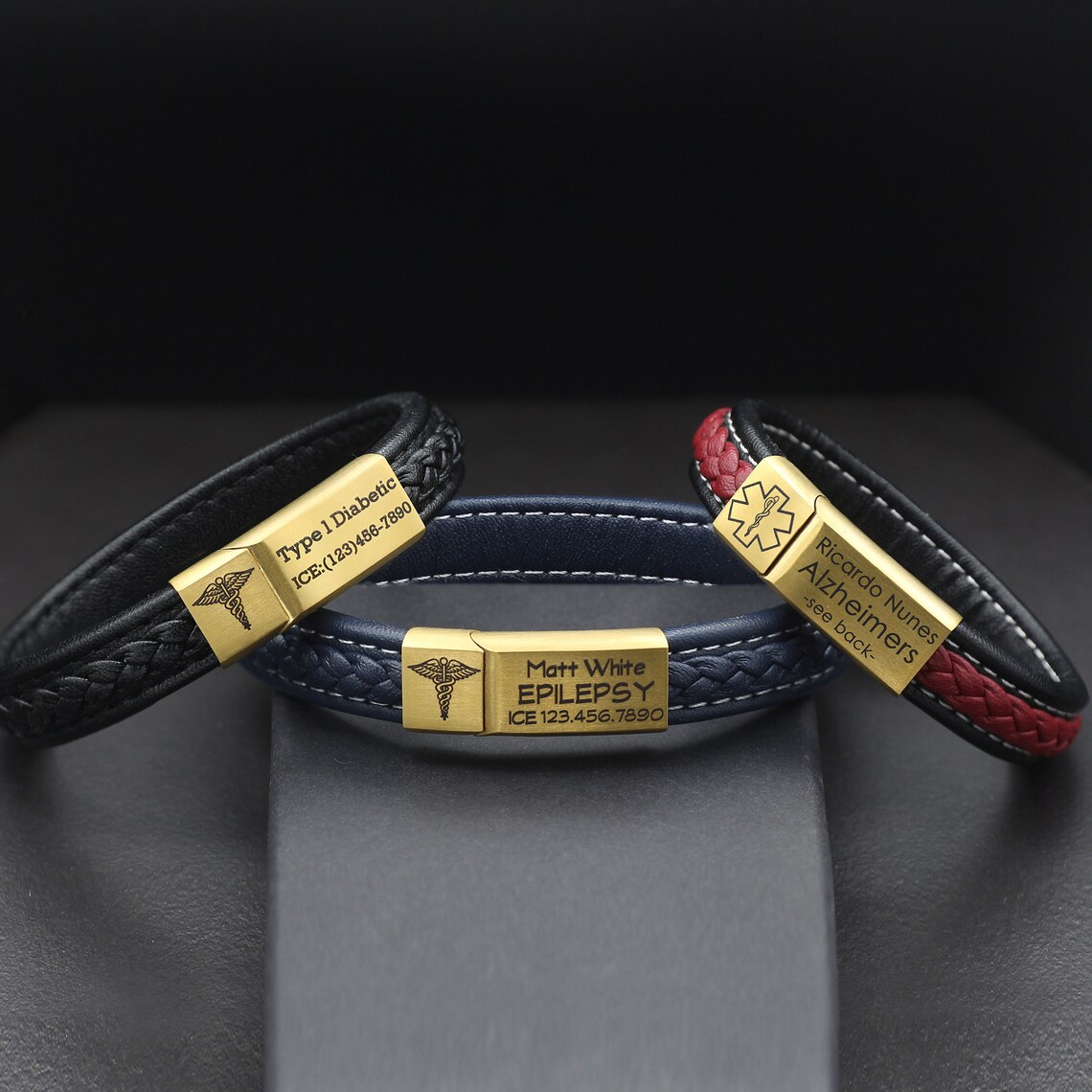 Medical Bracelet for Men Gold Stainless Steel Custom Id | Etsy