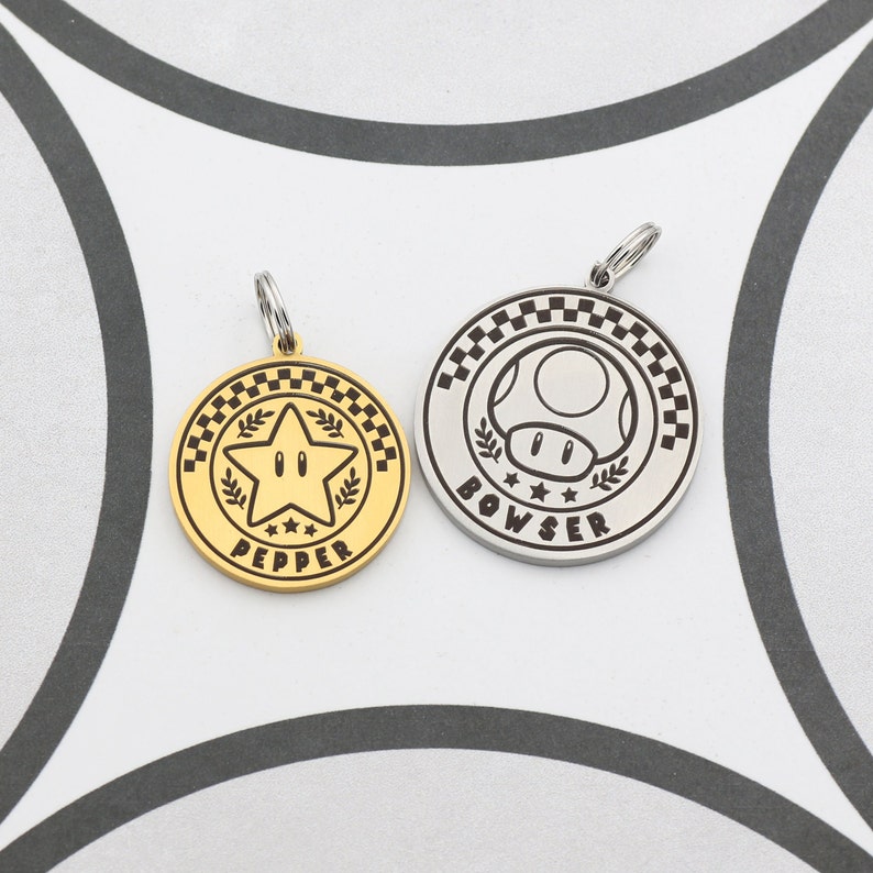 Mario Kart Pet ID Tags Super Mario Pet Tag Personalized - Etsy