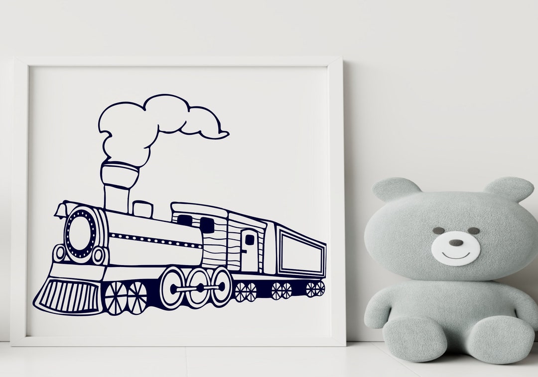 Hand Drawn Train Cut File, Train Svg, SVG Train Cars, Baby Boy Svg, Kid ...