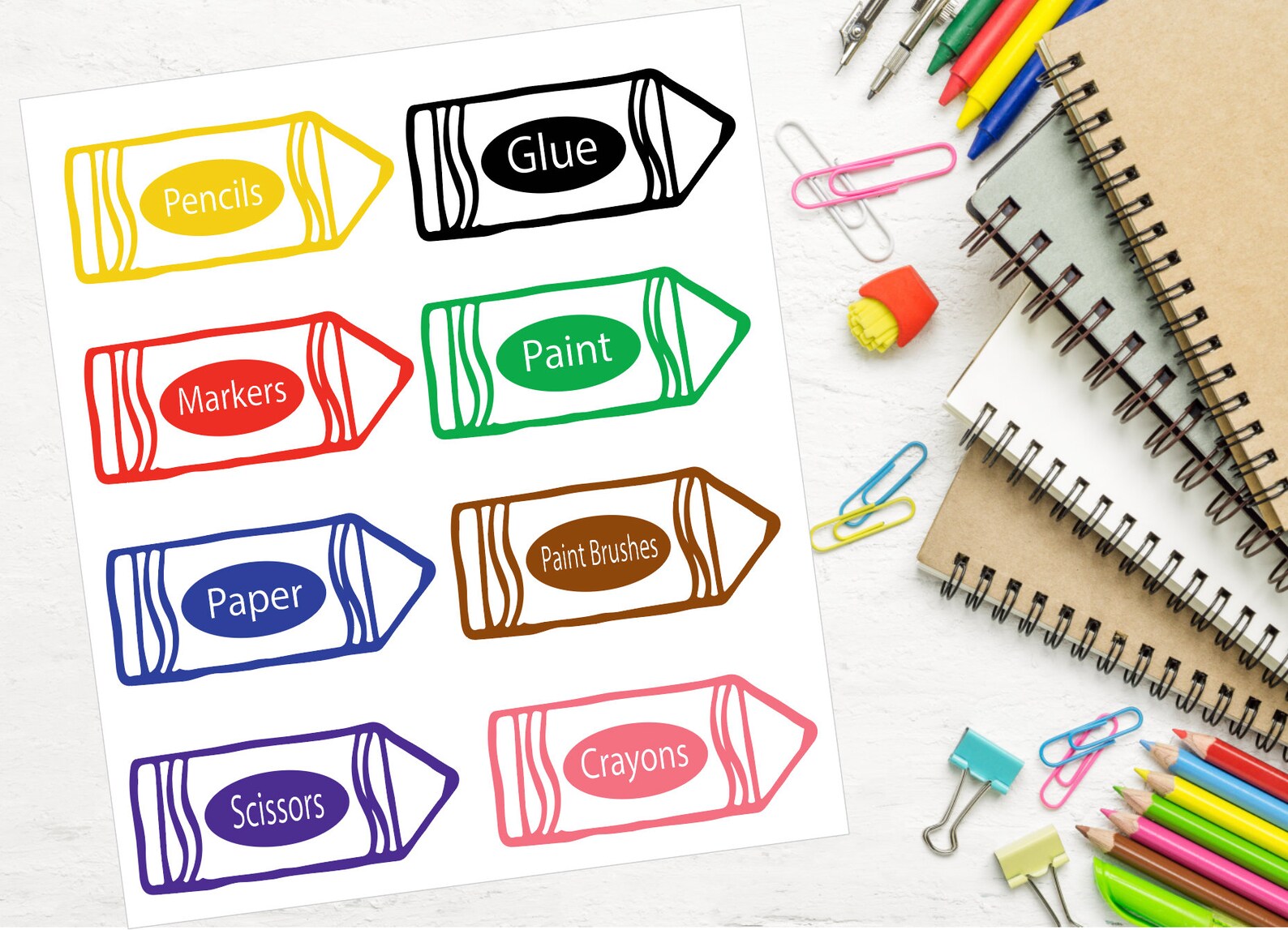 Art Labels Cut File Craft Labels Svg Crayon Svg Classroom - Etsy