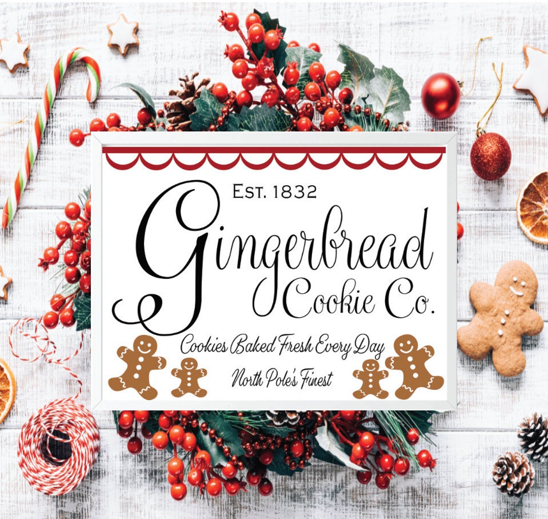 Wall Art Printable, Gingerbread Cookie Co Digital Print, Christmas ...