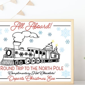 Digital Print, Christmas Printable, North Pole Express Hand Drawn ...