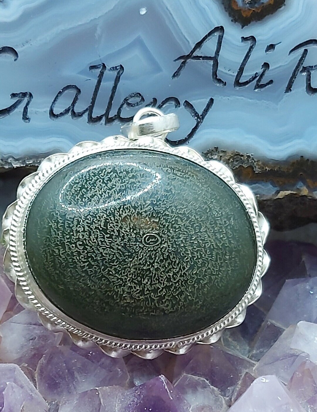 Echter Grüner Yashm Jemen 925 Silber Anhänger Handgravierte Sure Yaseen ...