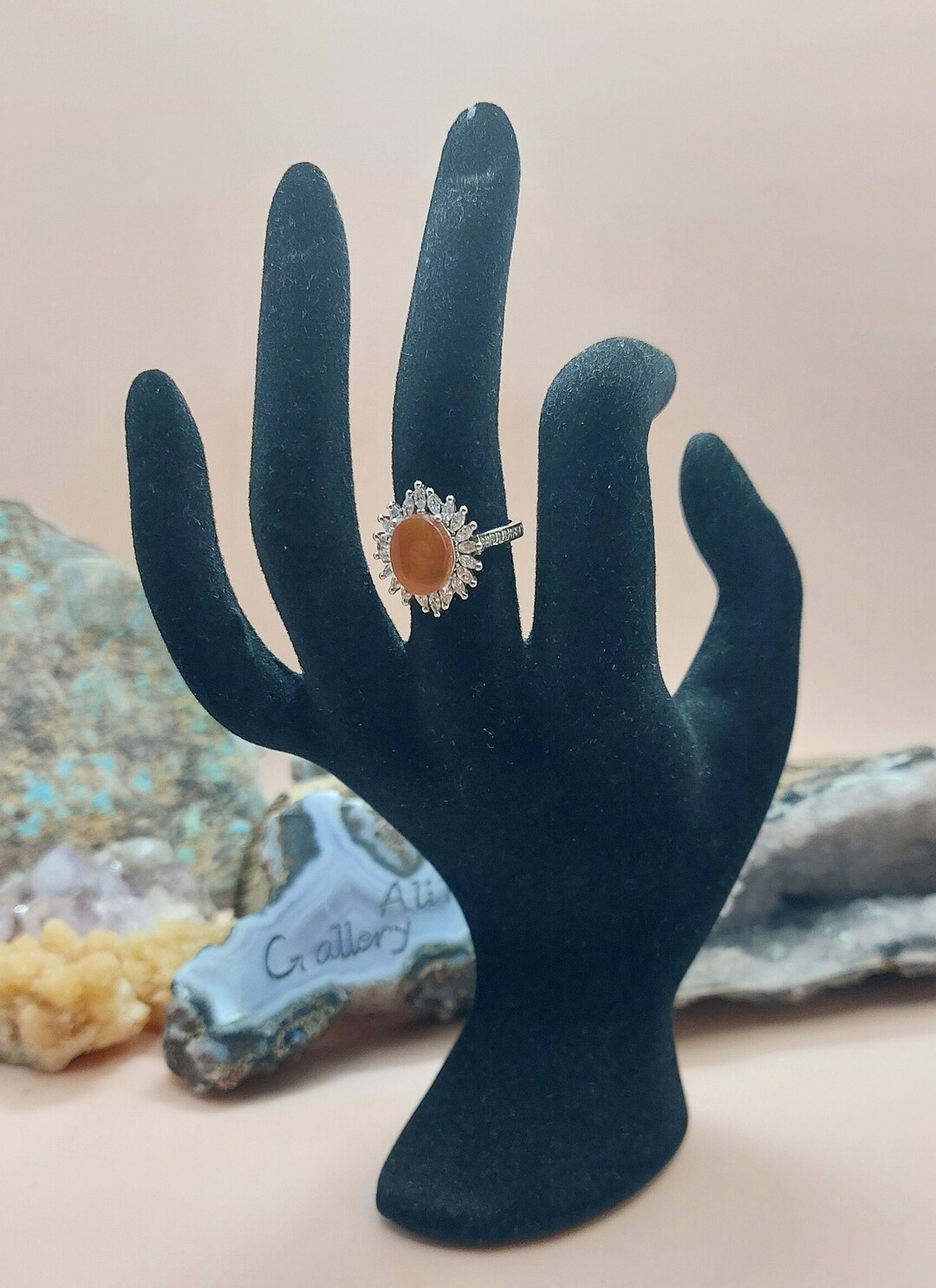 Genuine Aqeeq Yemeni Natural Aqiq Yemeni 925 Silver Ladies Ring Diamond ...