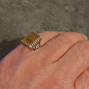 Real Sharaf Al Shams Yellow Aqeeq Agate 925 Silver Mount Shia Ring ...