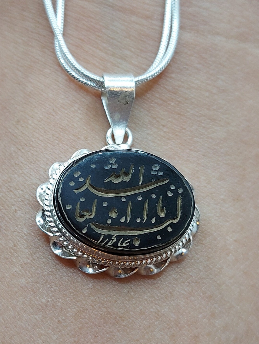 Genuine Dark Red Kabedi Aqeeq 925 Silver Pendant Hand Engraved Arabic ...