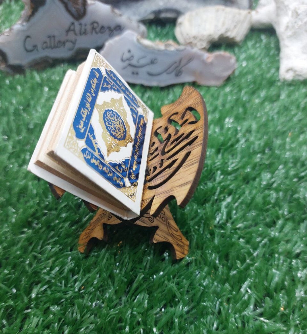 Small Quran Karim With Holy Quran Stand Holder Engraved Holy Quran ...