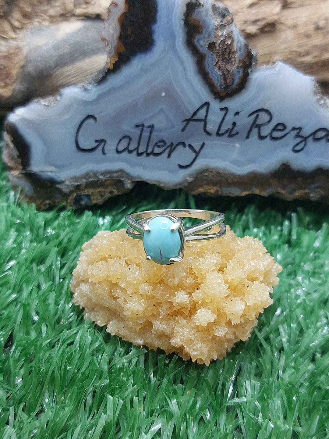 Genuine Feroza Nishapuri Ajami 925 Silver Bague Turquoise Natural ...