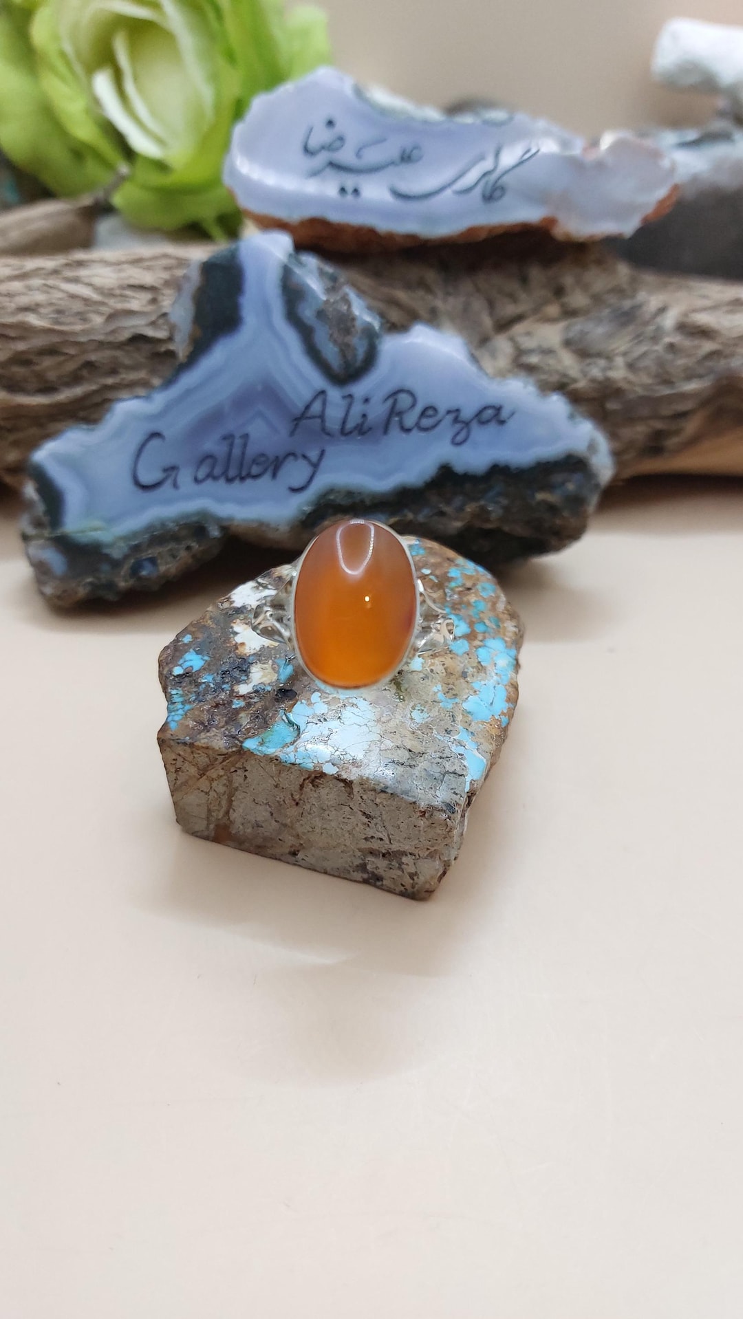 Genuine Aqeeq Yemeni Authentic Aqiq Natural Agate 925 Silver Ring ...