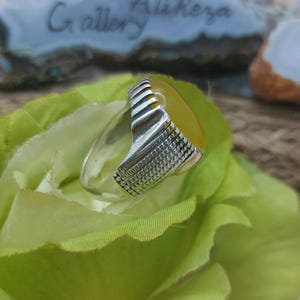 Real Sharaf Al Shams Yellow Aqeeq Agate 925 Silver Mount Shia Ring ...