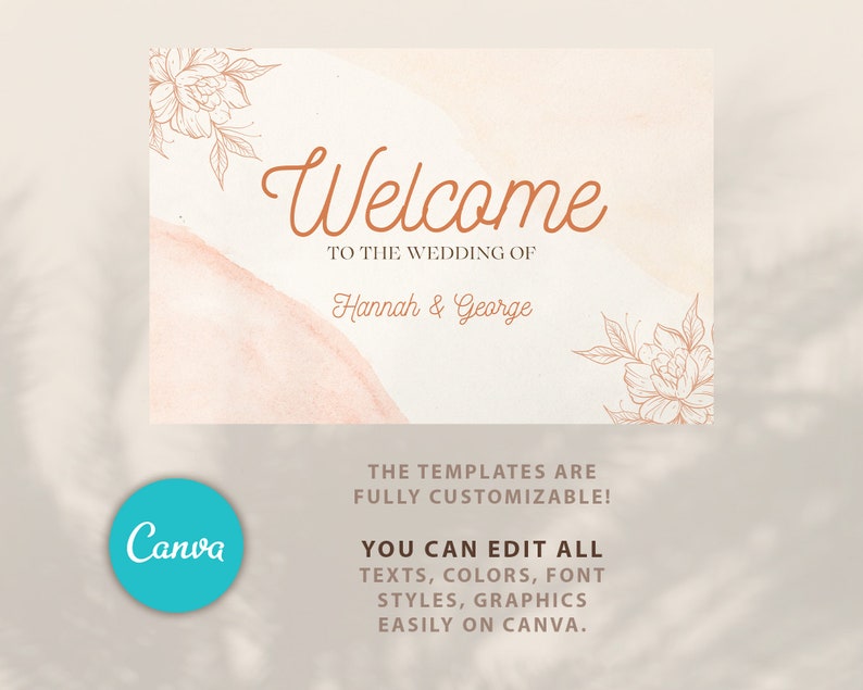 Customizable Boho Wedding Welcome Template in Canva | Editable ...