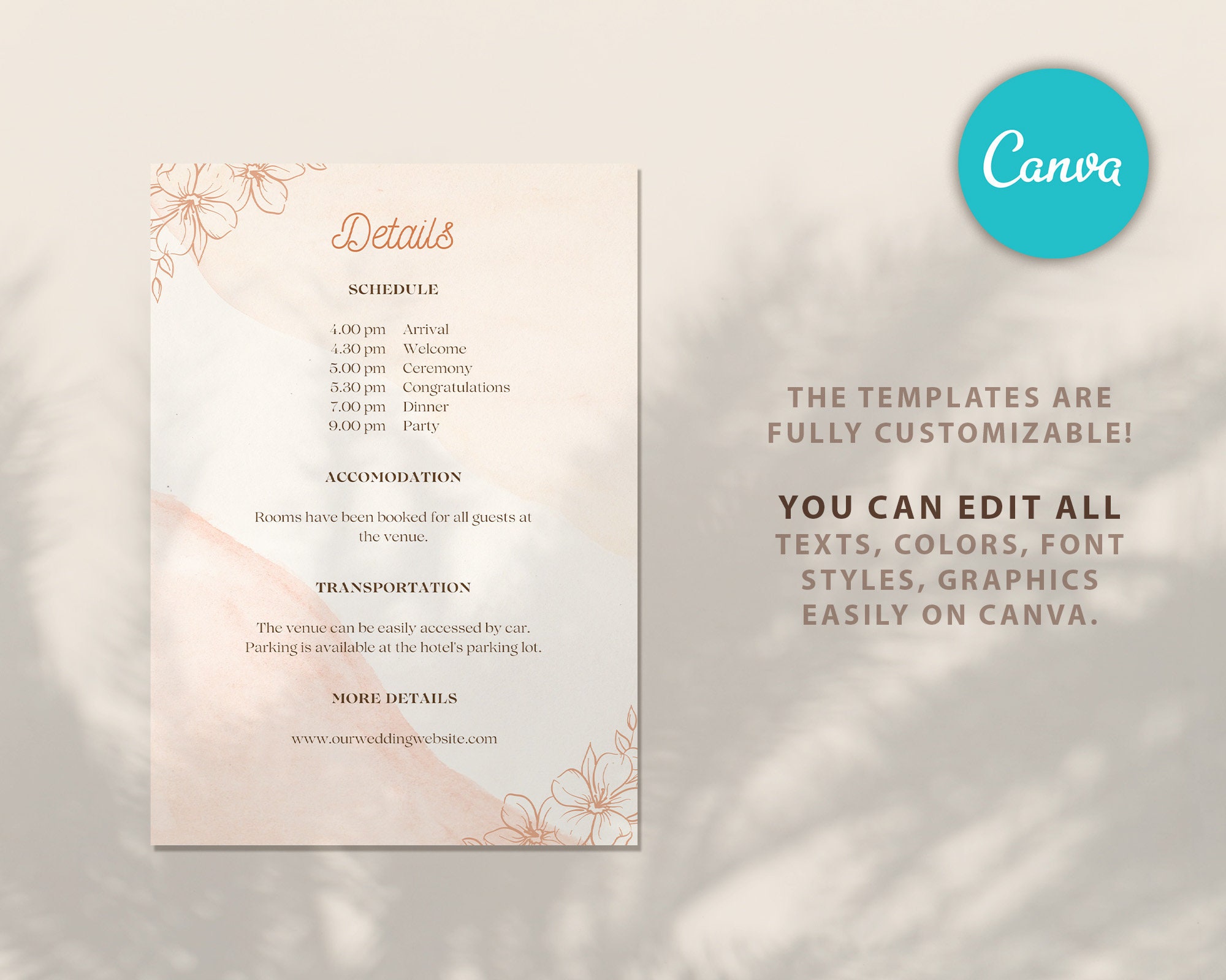 Customizable Boho Wedding Templates ULTIMATE BUNDLE in Canva Editable ...