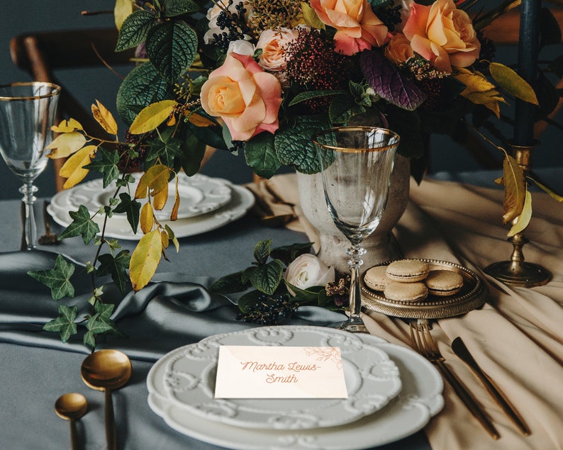 Boho Wedding Table Number & Place Card Template: Botanical Canva Design ...