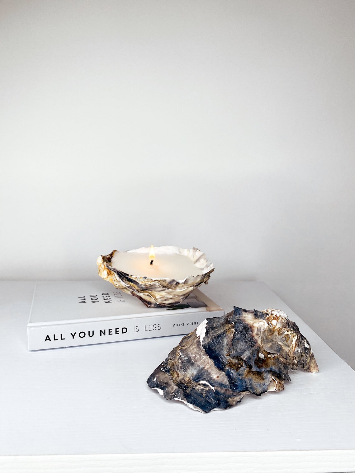 Beach Candles / Pack of 2 or 3 Oyster Shell Candles / Seashell - Etsy