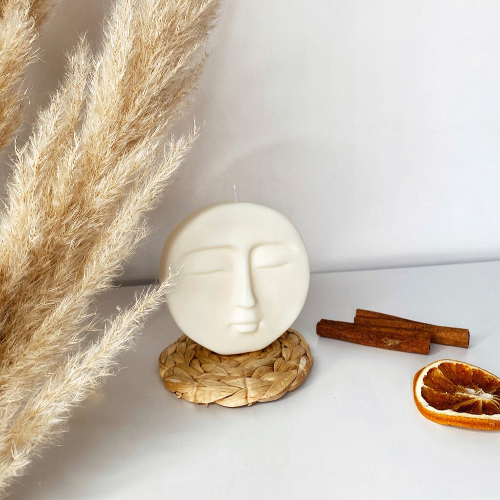 LARGE MOON CANDLE Natural Scented Moon Candle Vegan | Etsy