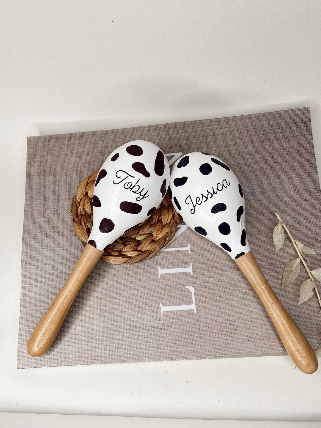 Unique Neutral Kids Toy | Dalmatian Print Maraca |wooden Kids Toy|personalised Gift ...
