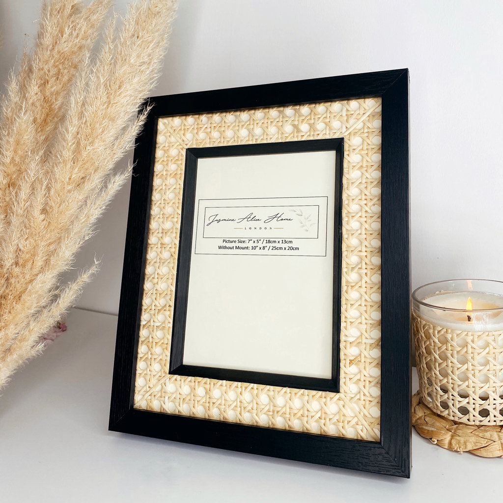 Black Rattan Photo Frame / Handwoven Rattan / Matte Black | Etsy