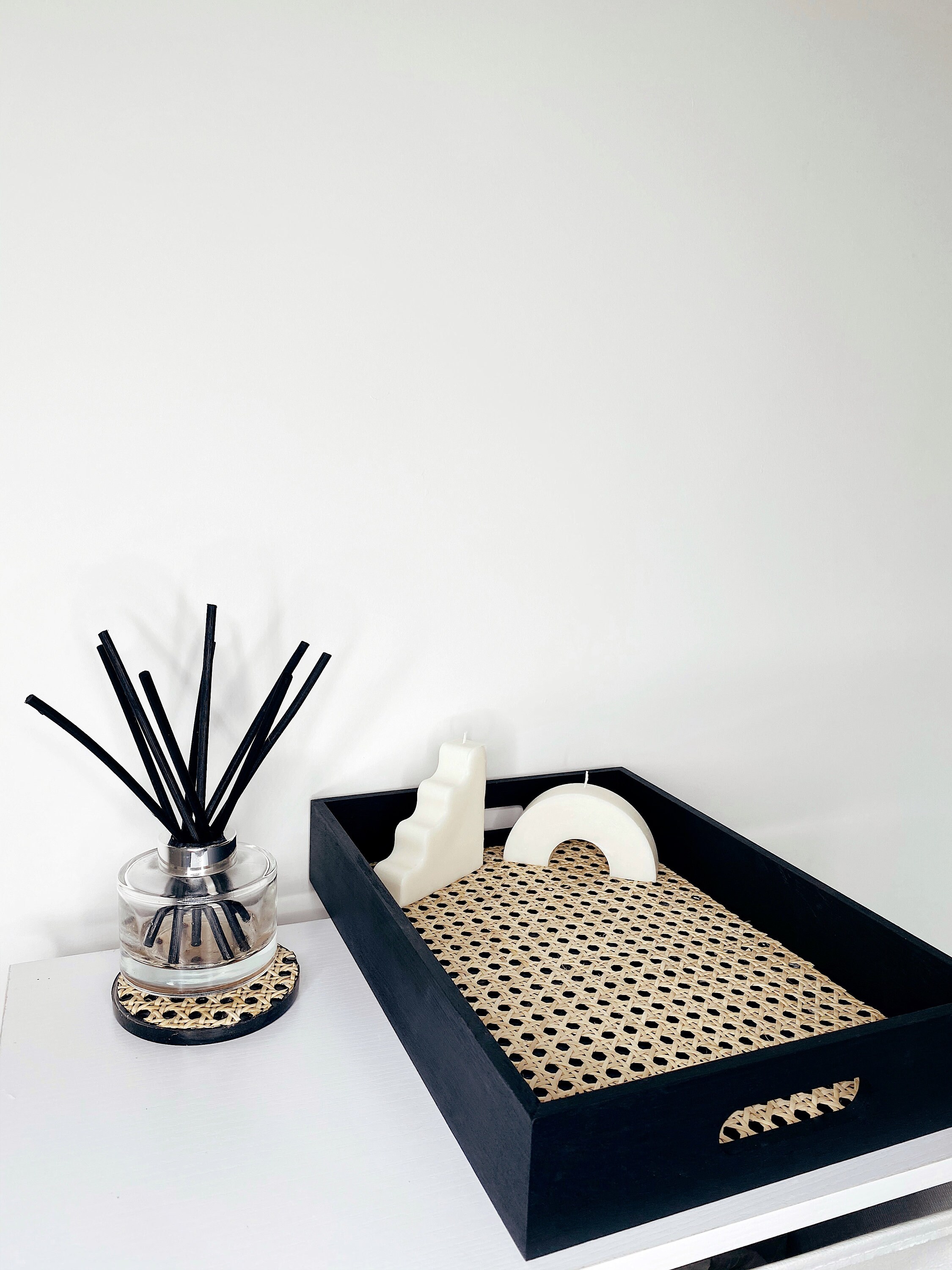 Matte Black Rattan Serving Tray / Modern Vanity Tray / - Etsy UK