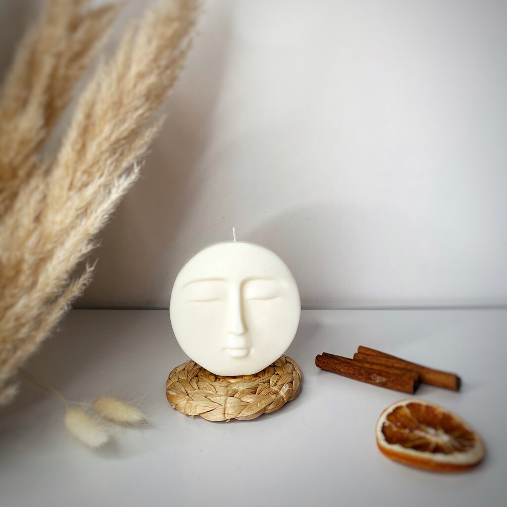 LARGE MOON CANDLE Natural Scented Moon Candle Vegan | Etsy