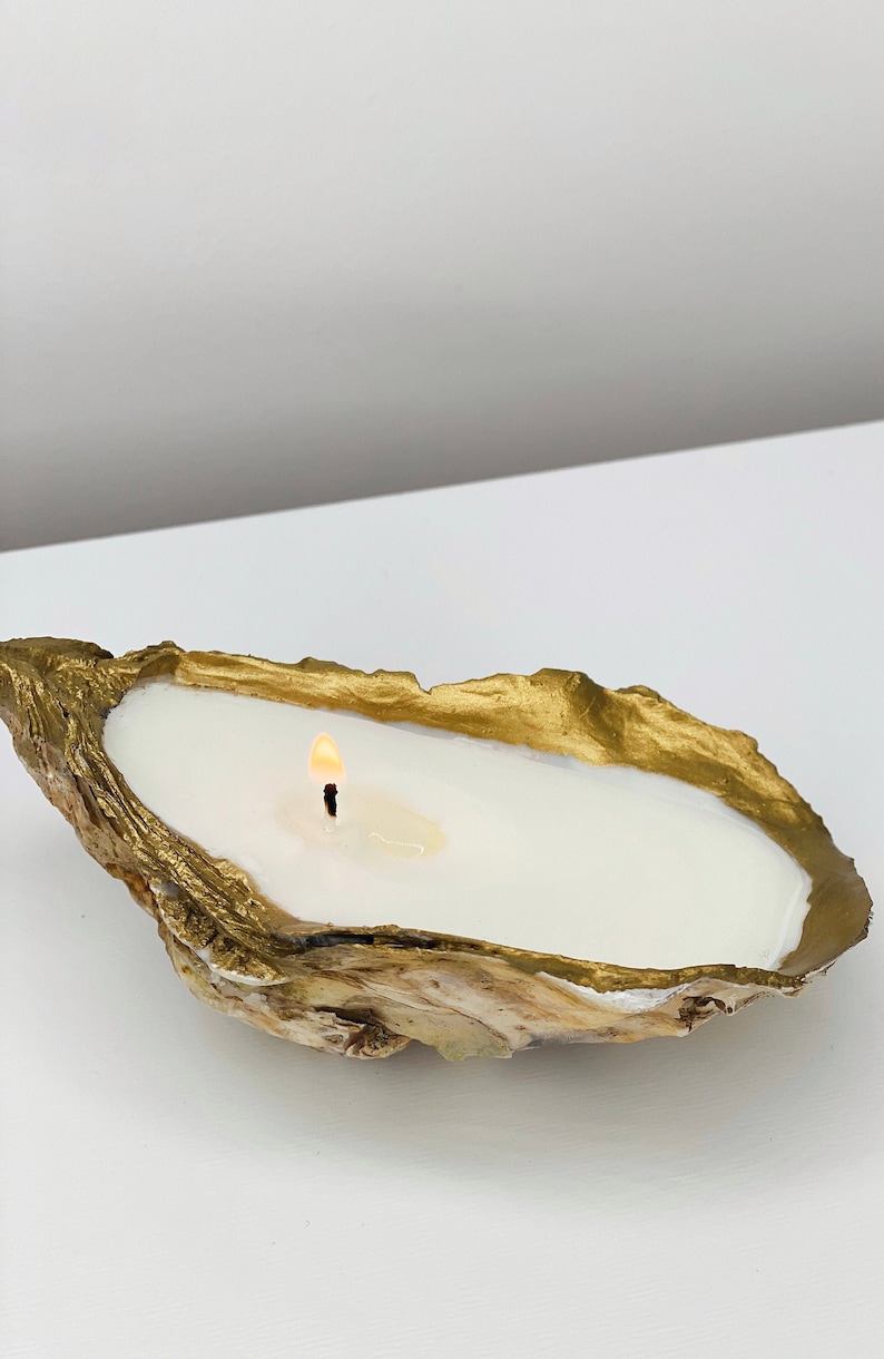 Set of 2 or 3 Gold Tip Oyster Shell Scented Candle Natural - Etsy UK