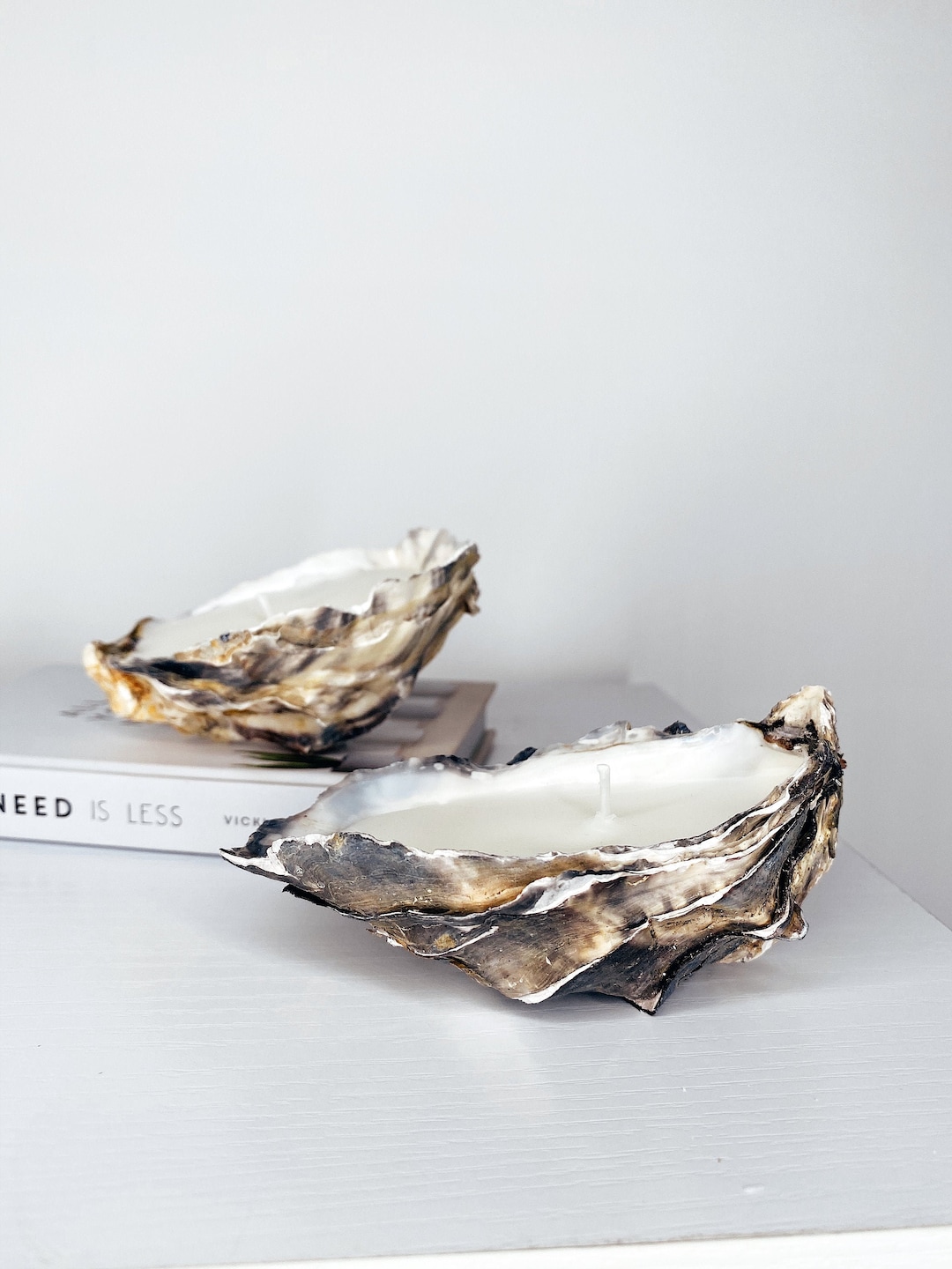 Beach Candles / Pack of 2 or 3 Oyster Shell Candles / Seashell Candles ...