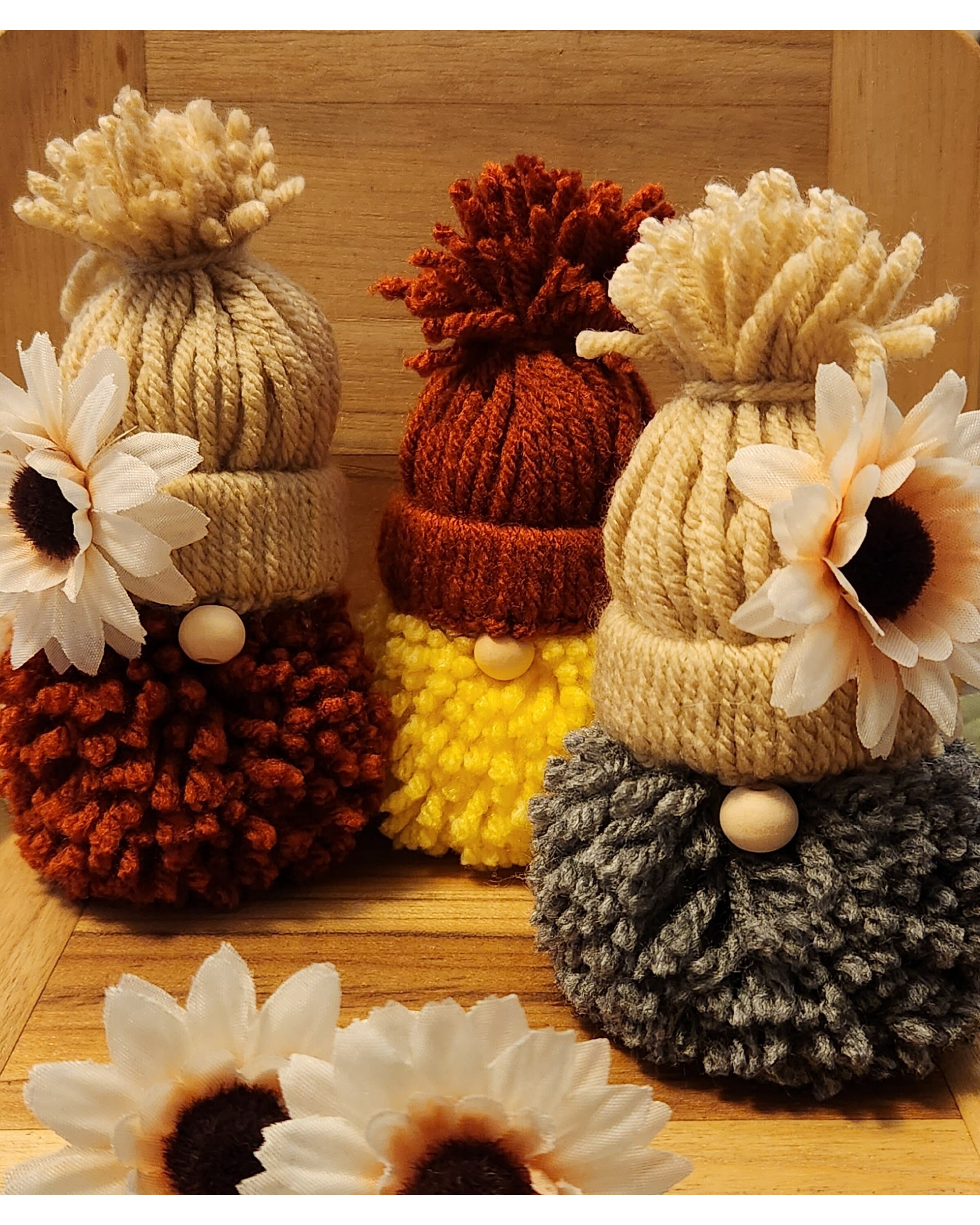 Fall Gnomes, Seasonal Gnomes With Flowers, Pom Pom Autumn Gnomes With ...