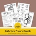 Kids New Year's Bundle, New Year's Coloring Pages, 2024 Glasses, Kids ...