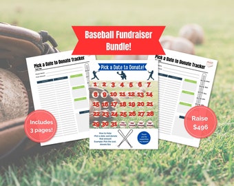 Pick a Date to Donate Baseball Calendar, Printable Fundraiser, Pay the ...