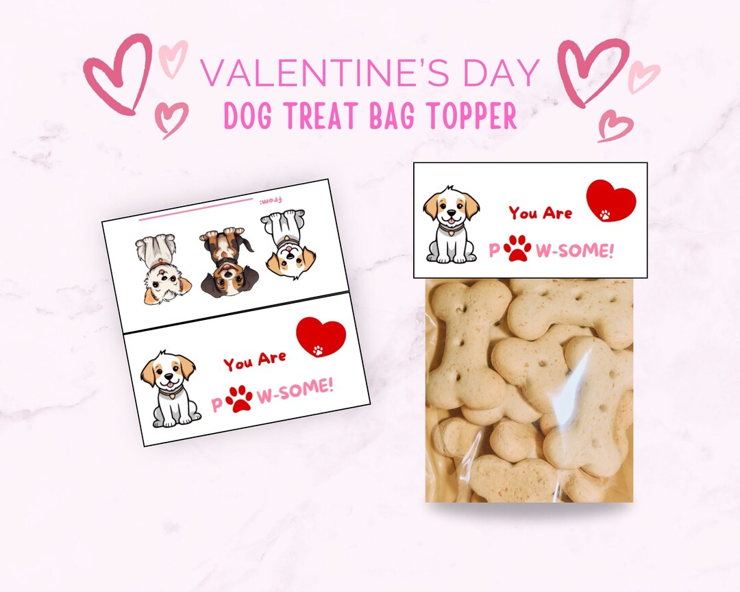 Dog Treat Bag Topper, Dog Valentine, Printable Bag Topper - Etsy