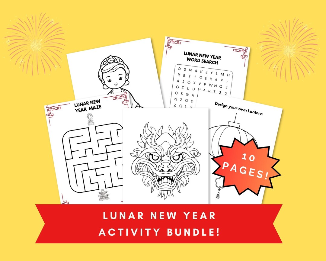 Lunar New Year Activity Bundle, Chinese New Year Kids Coloring Pages - Etsy