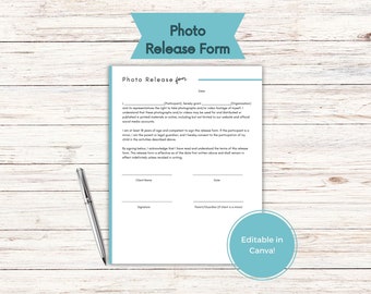 Photo Print Release Form Card, Photography Forms, Forms for ...