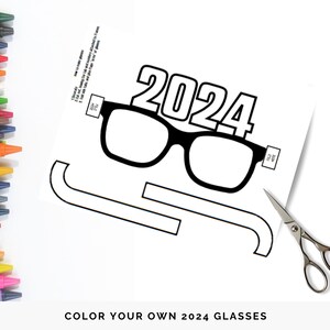 Kids New Year's Bundle, New Year's Coloring Pages, 2024 Glasses, Kids ...