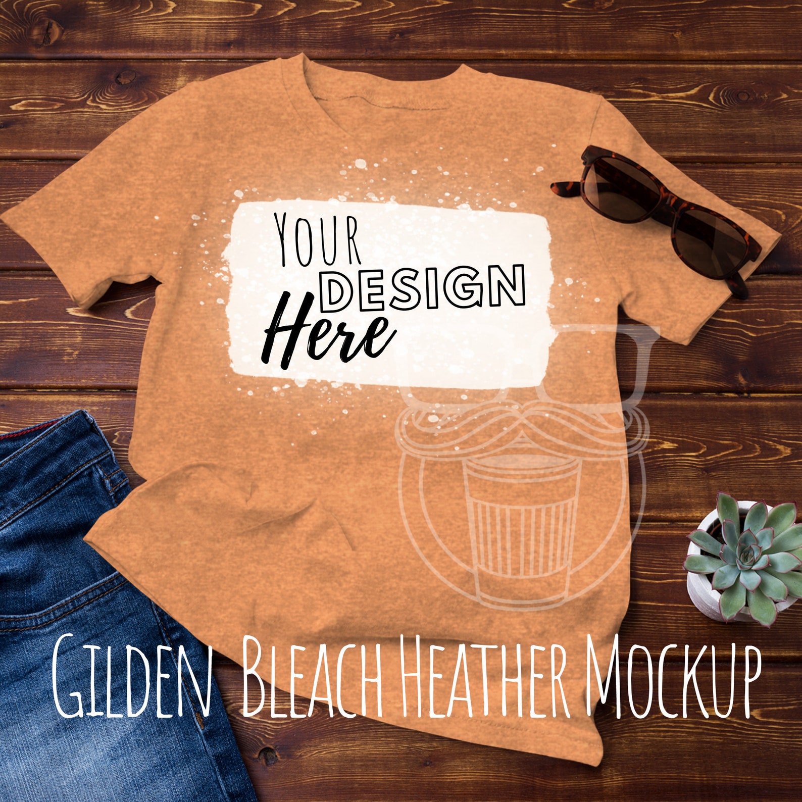 Bleached T Shirt Mockup Gildan Softstyle 6400 Heather Orange Etsy