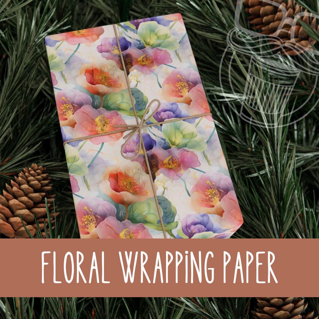 Floral Wrapping Papers, Spring Color Theme, Gift Wrap Roll, Craft ...
