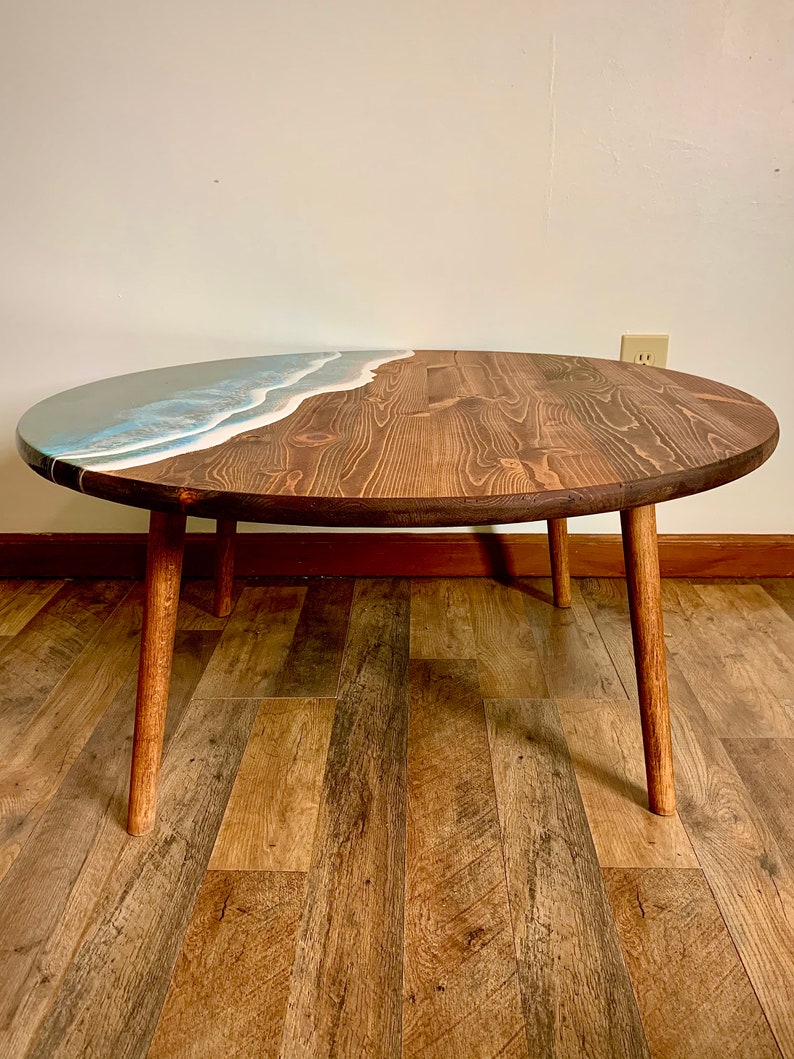 Round Gulf Ocean Wave Resin Coffee Table - Etsy