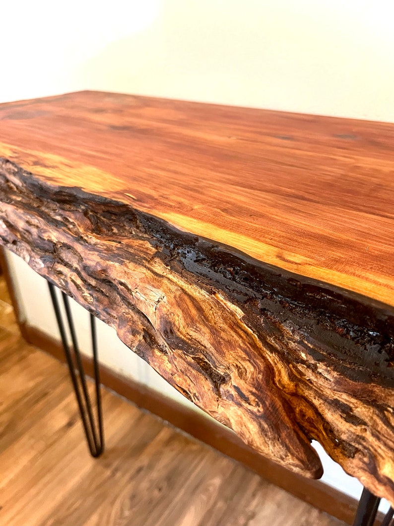 Live Edge Red Cedar Desk W/ Walnut Inlay Keys - Etsy