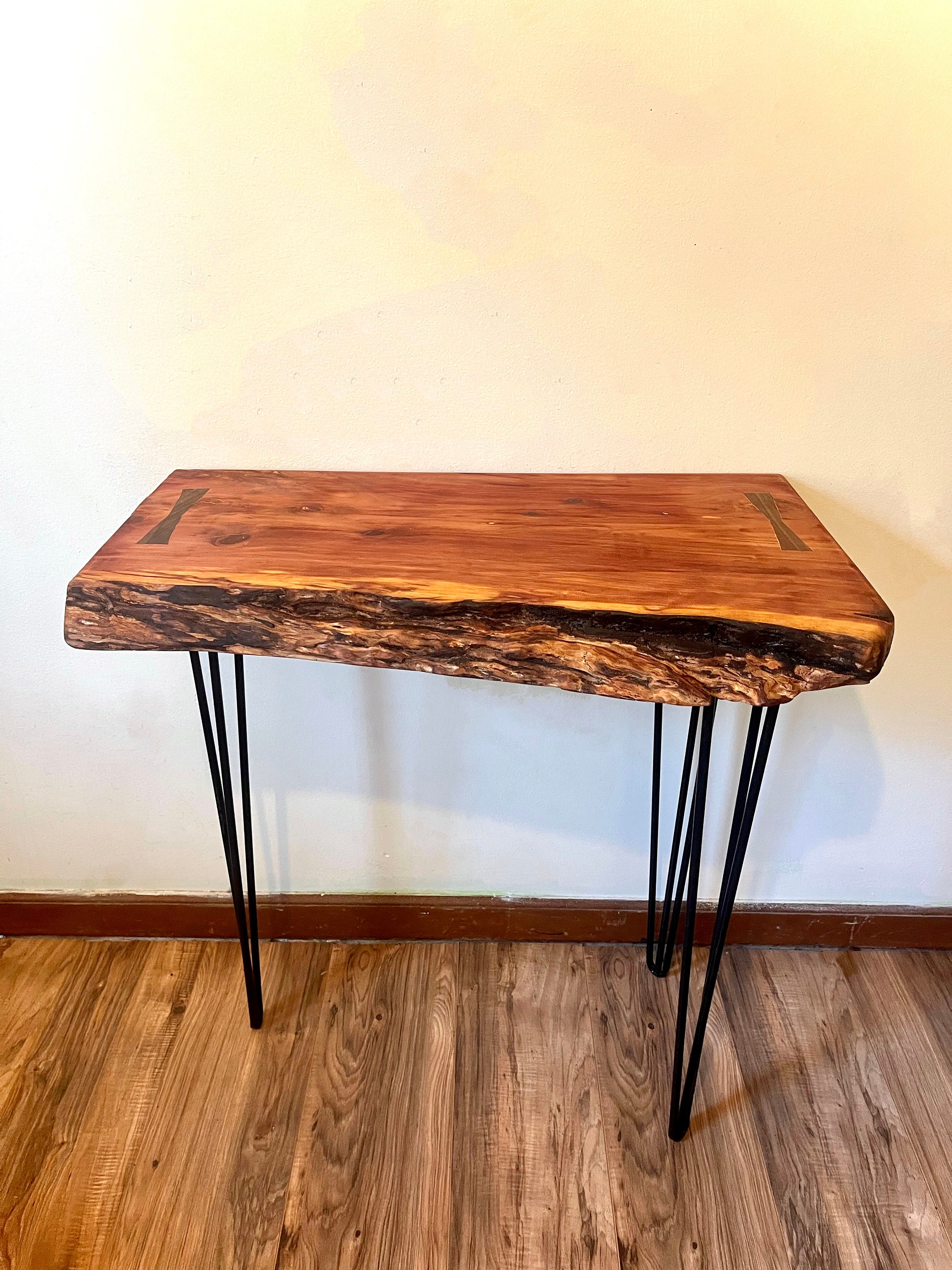 Live Edge Red Cedar Desk W/ Walnut Inlay Keys - Etsy
