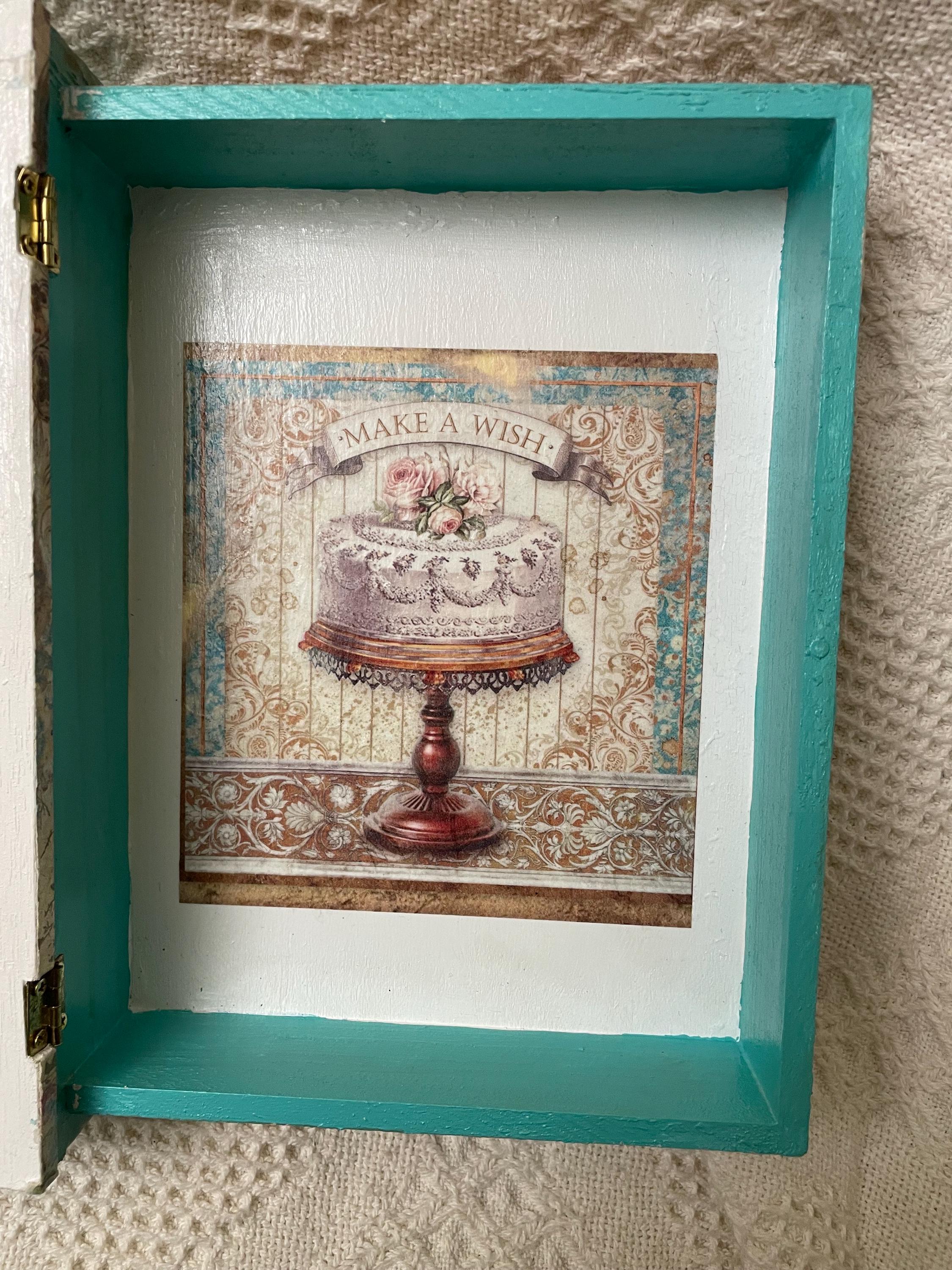 Wooden Book Box - Decoupaged and Painted Wooden Book Box - Etsy