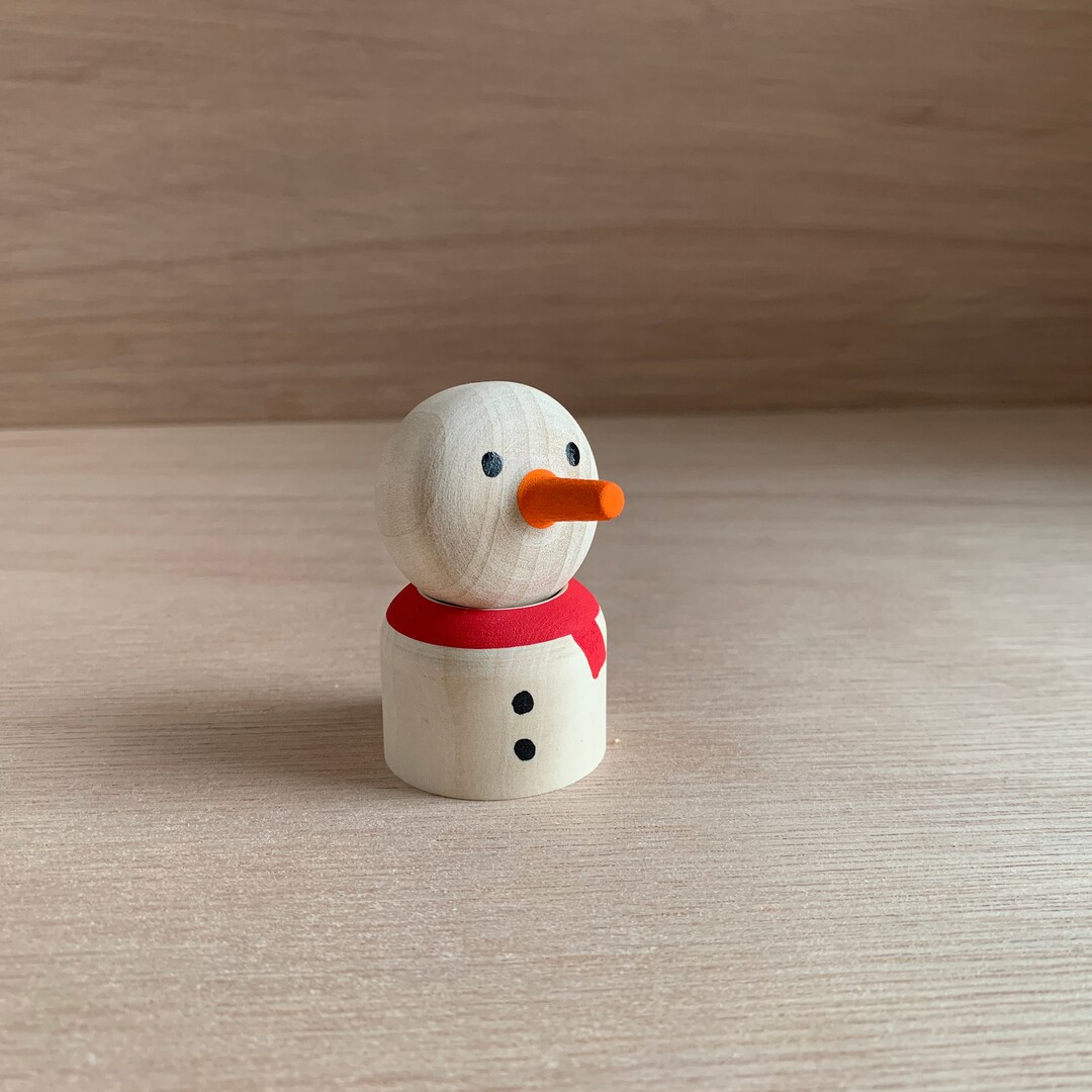 Handmade SNOWMAN Wooden Spin-top Doll Figurine japan - Etsy