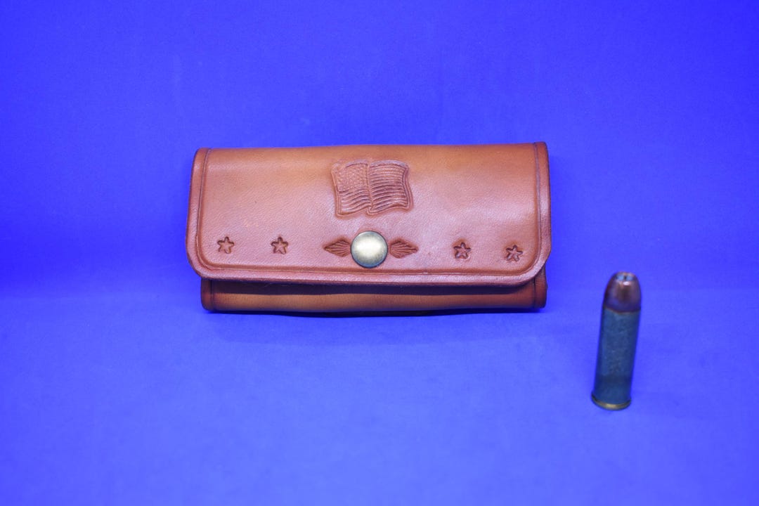 Case for .44/.45 Caliber Rimmed Pistol Cartridges, Leather Revolver ...
