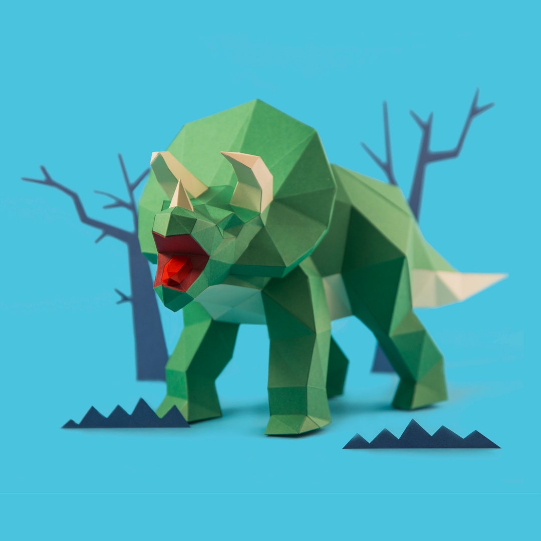 Papercraft Dinosaur PDF Template, DIY Paper Low Poly Dinosaur, 3D Paper ...