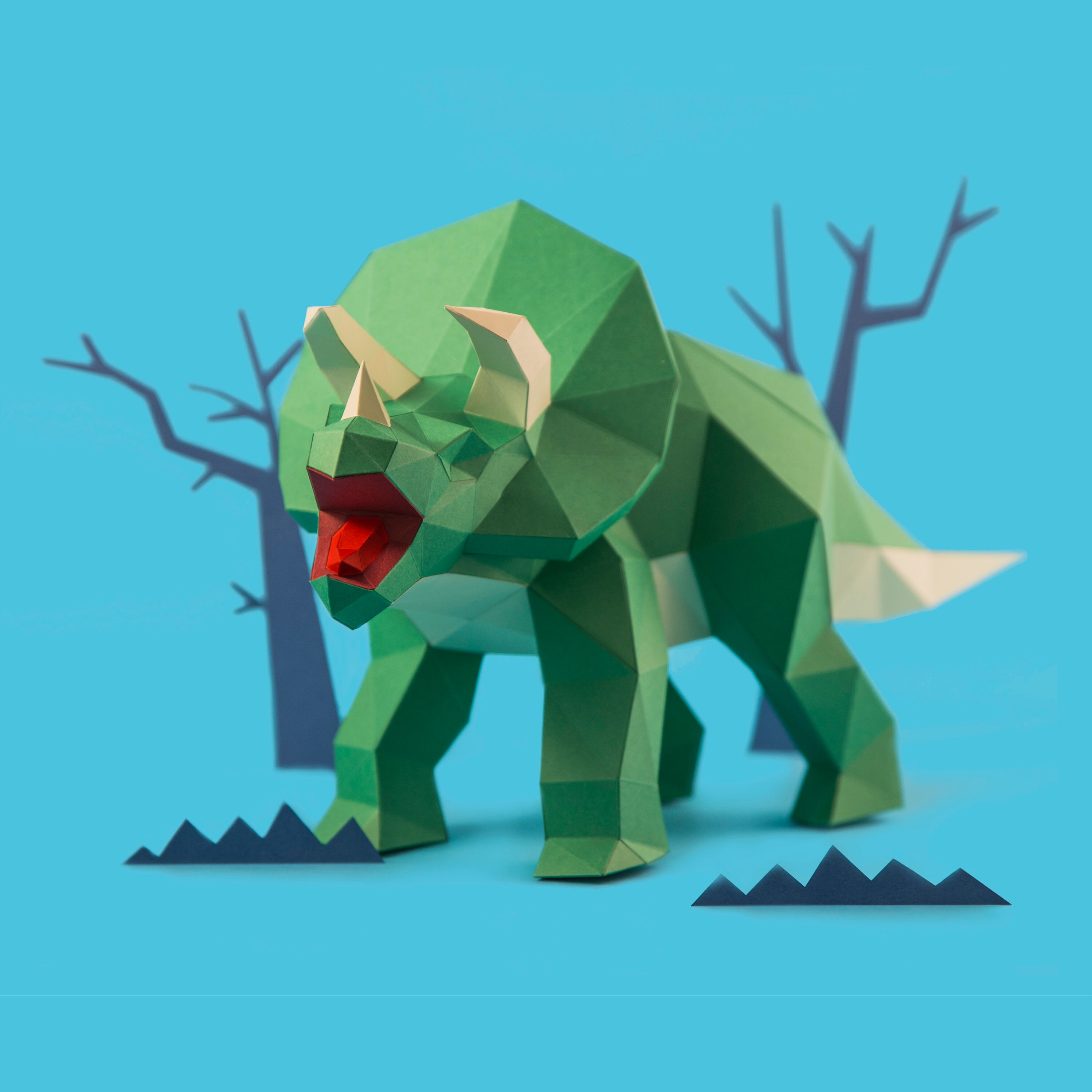 Papercraft Dinosaur PDF Template, DIY Paper Low Poly Dinosaur, 3D Paper ...