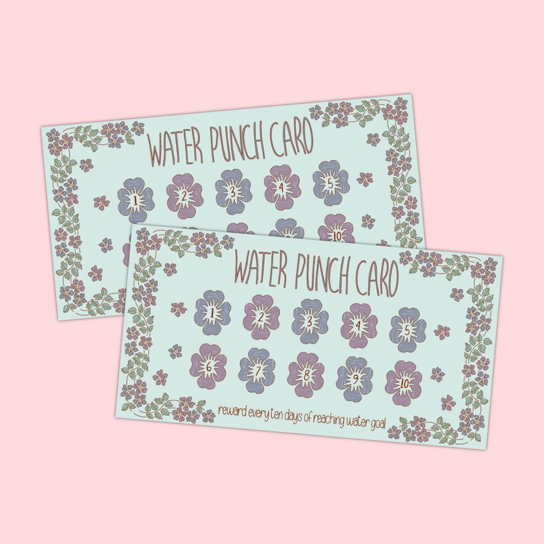 Motivation Punch Card | Water Goal Routine Tracker | Digital Download ...
