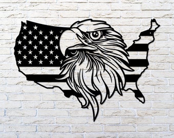 American Flag Bald Eagle Metal Sign - Etsy
