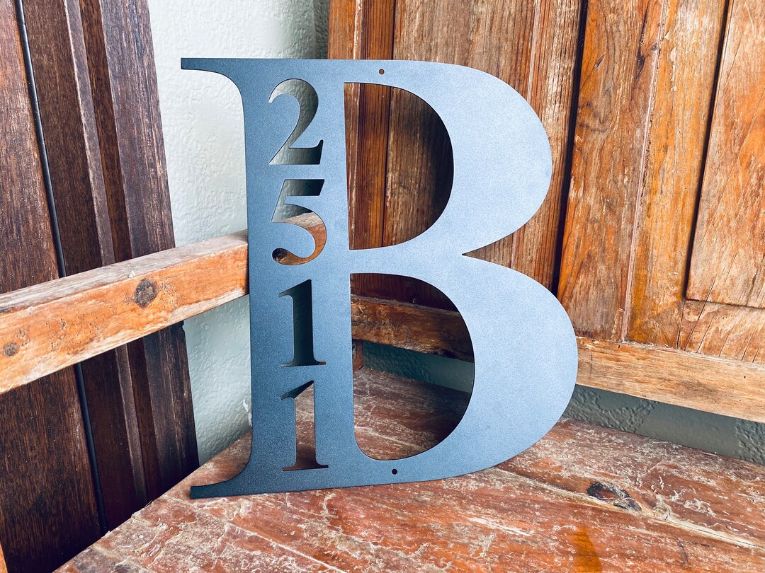 Monogram Address Sign: Steel House Number Plaque - Etsy