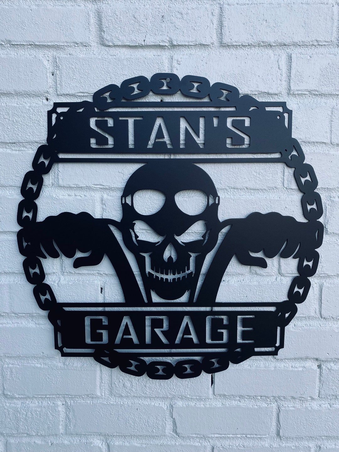 Motorcycle Skull Metal Sign, Personalized Garage Sign, Motorcycle ...